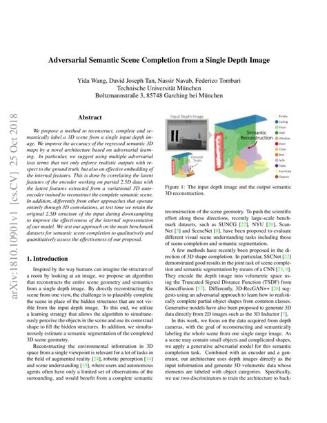 Adversarial Semantic Scene Completion From A Single Depth Image Deepai
