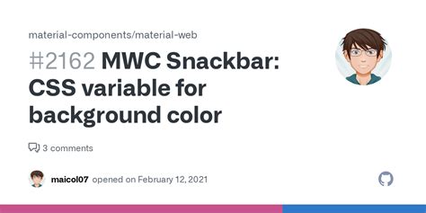 Mwc Snackbar Css Variable For Background Color · Issue 2162 · Material Componentsmaterial Web