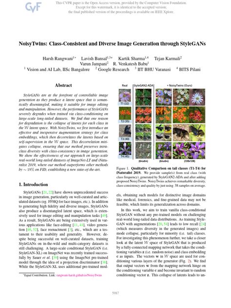 Rangwani Noisytwins Class Consistent And Diverse Image Generation Through Stylegans Cvpr 2023