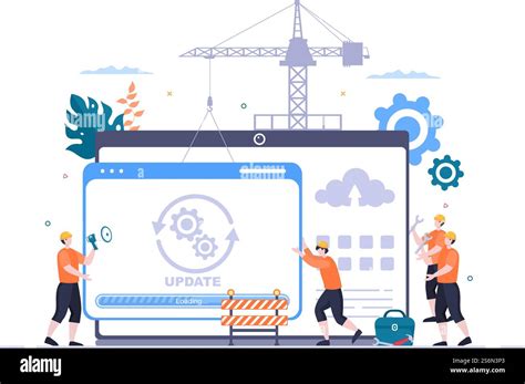 Software System Under Maintenance Vector Illustration Error Website Development And Update