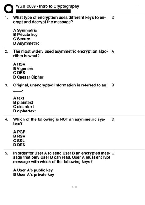 Update WGU C INTRO TO CRYPTOGRAPHY Update COMPLETE MOST TESTED QUESTIONS AND VERIFIED