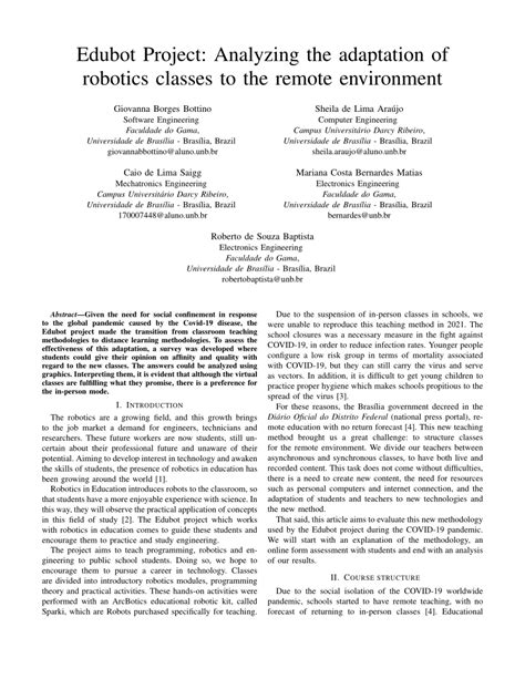 Pdf Edubot Project Analyzing The Adaptation Of Robotics Classes To