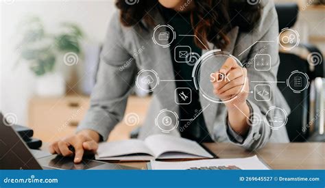 Sdk Software Development Kit Programming Language Technology Concept Person Typing Laptop