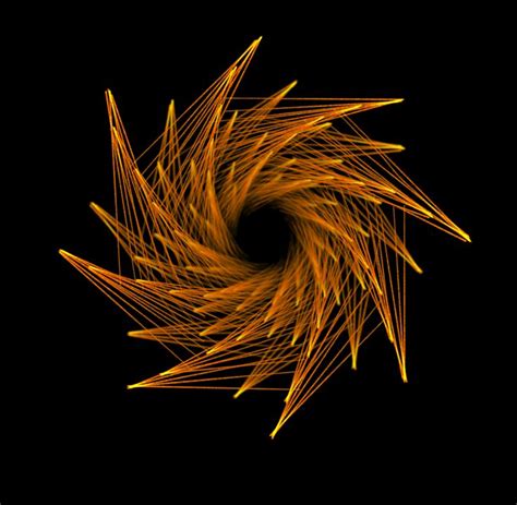 orange spiral string art with star design