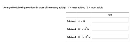 Solved Arrange The Following Solutions In Order Of