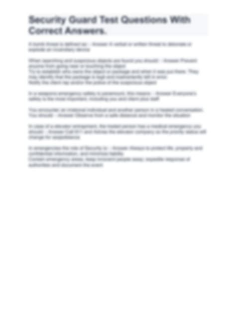 SOLUTION Security Guard Test Questions With Correct Answers Studypool