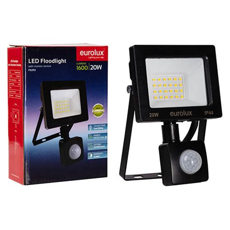Eurolux Led 20w Floodlight And Sensor Black 4000k For Sale Ahm Online