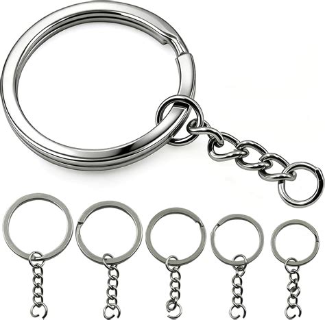 Stainless Steel Key Rings With Chain 25pcs 1 Keychain