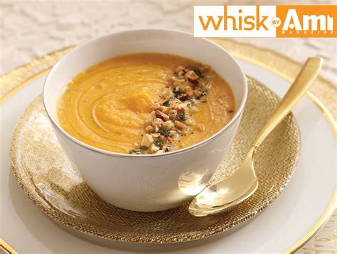 Roasted Carrot And Parsnip Soup With Hazelnut Crunch
