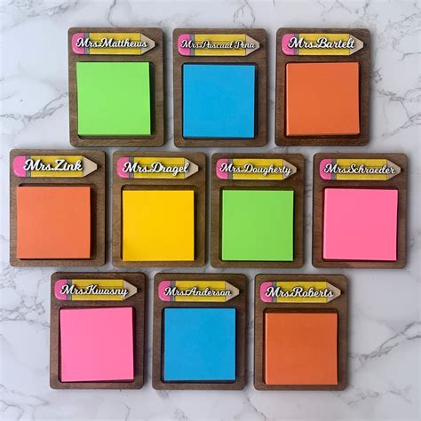 School Year Teacher T Personalized Desk Note Pads Post It Notes Holder Desk Note Pad