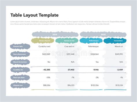 Simple Stylized Advanced Table Layout With Place For Your Content Stock