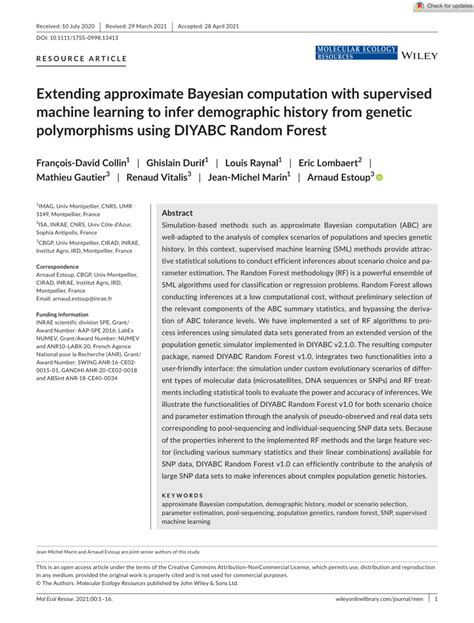 Pdf Extending Approximate Bayesian Computation With Supervised