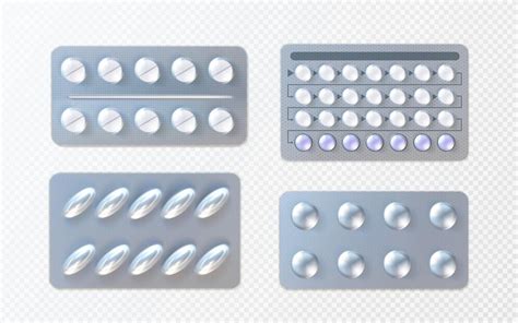 3d 모형의 알약 블리스터 모형 세트 무료 벡터