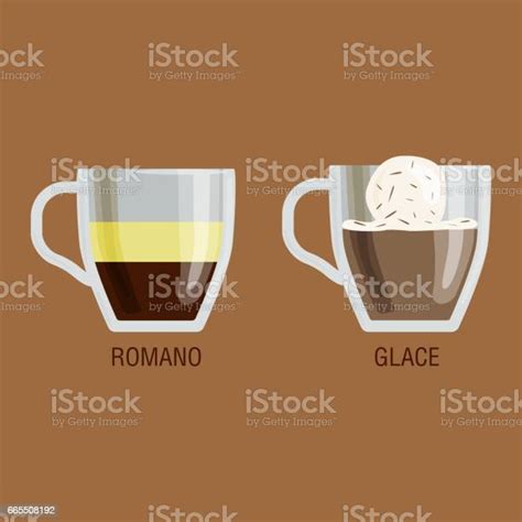 거품 음료 및 조식 아침 기호 맛 있는 향기로운 유리 구색 벡터 일러스트 커피잔 종류의 서로 다른 투명 컵 세트 갈색에 대한