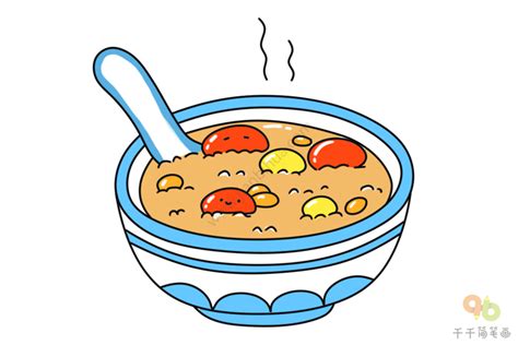 喝腊八粥简笔画 卡通图片 大山谷图库