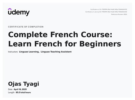 Udemy Course Completion Certificate Ojas Tyagi