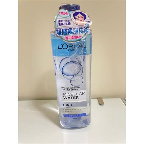Loreal Paris 巴黎萊雅三合一卸妝潔顏水深層極淨型 400ml 深藍蓋 雙層 蝦皮購物