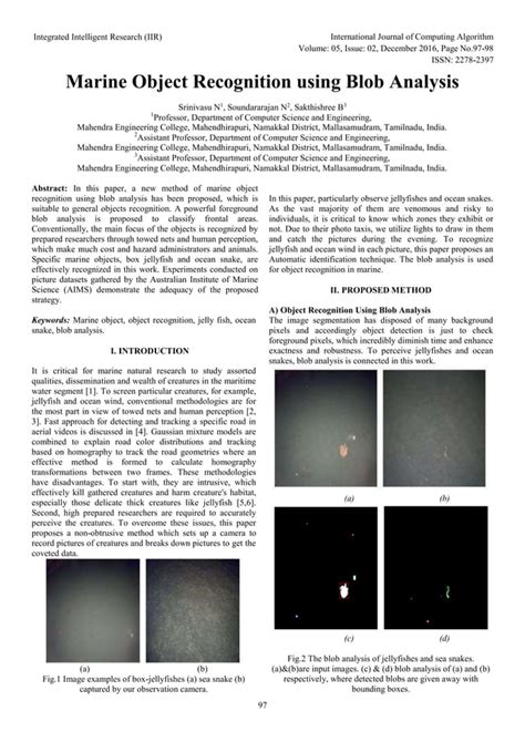 Marine Object Recognition Using Blob Analysis Docx