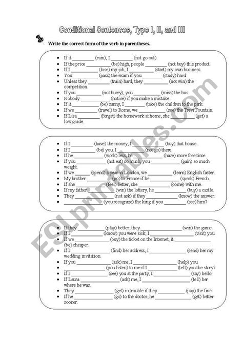 Conditional Sentences Type I II And III ESL Worksheet By Caim