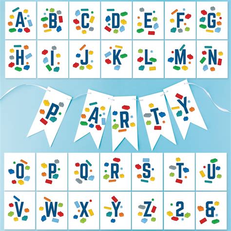Building Blocks Alphabet Banner Custom Birthday Party Decor Digital