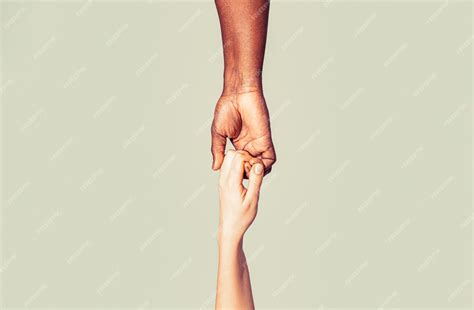 Premium Photo Helping Hands Rescue Gesture Black And White Human