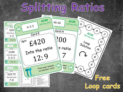 Splitting Amounts Using Ratios Loop Cards Teaching Resources