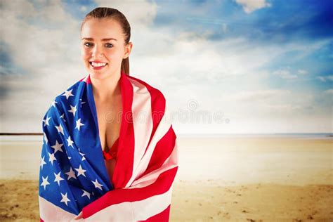 Pretty Girl In Bikini With American Flag Stock Image Hot Sex Picture