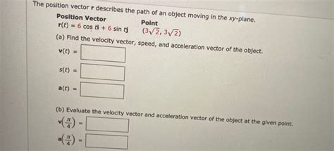 Solved The Position Vector R Describes The Path Of An Object