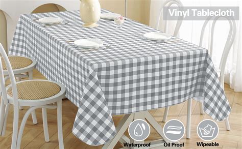 Spring Summer Buffalo Plaid Vinyl Tablecloth With Flannel