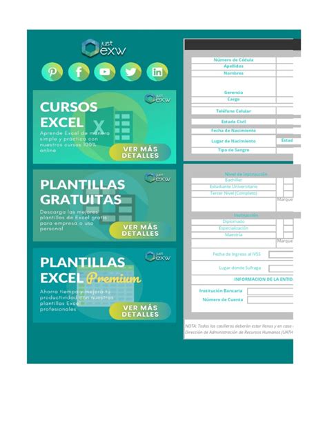 Plantilla De Excel Gratuita Ficha De Empleado Justexw Pdf