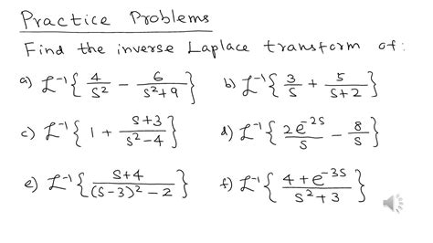 Inverse Laplace Transform Table Properties Of Inverse Laplace