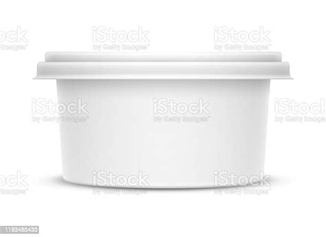 둥근 컨테이너의 전면 보기입니다 흰색 배경에 격리된 3d 그림입니다 욕조에 대한 스톡 벡터 아트 및 기타 이미지 욕조 마가린 아이스크림 Istock