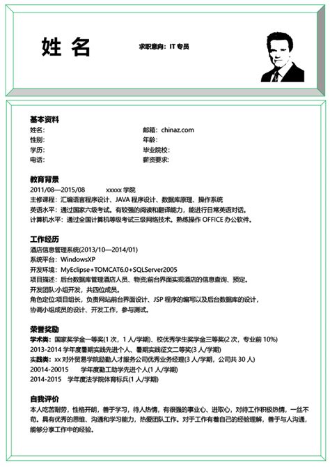 IT人员个人简历范文 站长素材
