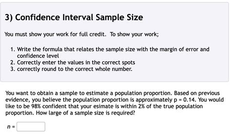 Solved 3 Confidence Interval Sample Size You Must Show Your