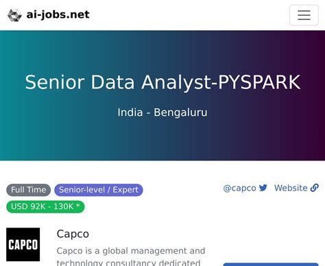 Hiring Senior Data Analyst Pyspark In India Bengaluru Raimljobs