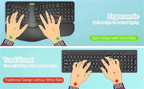 Mua Arteck Split Ergonomic Keyboard With Cushioned Wrist And Palm Rest 2 4g Usb Wireless