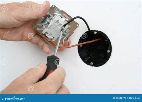 Installing A Light Switch In A Wall Socket Stock Image Image Of Repair Household 73580777