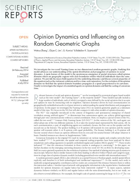 Pdf Opinion Dynamics And Influencing On Random Geometric Graphs
