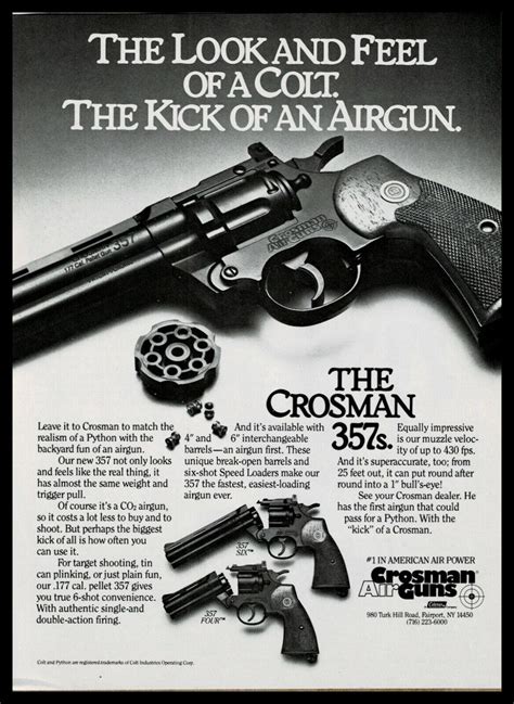 1983 Crosman 357 4 Or 6 Pellet Air Gun Revolver Print Ad Colt Python