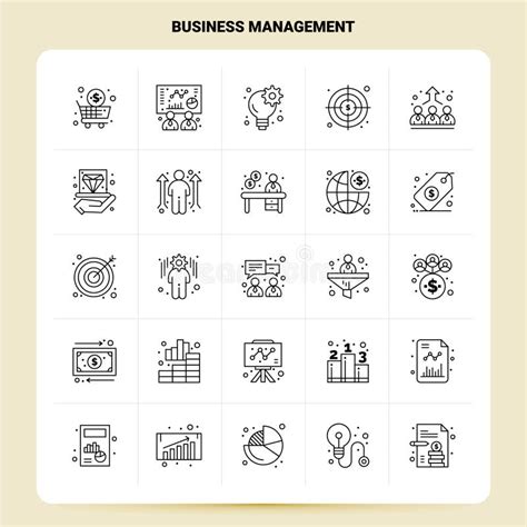 Outline 25 Business Management Icon Set Vector Line Style Design Black Icons Set Linear