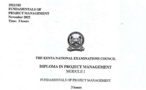 diploma in project management module 2 knec past papers ke