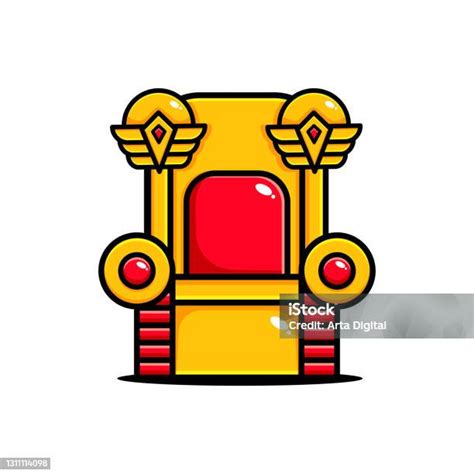 벡터 의자 왕국 일러스트 디자인 윤곽이 있는 의자 왕국 디자인은 스티커 아이콘 마스코트 로고 클립 아트 및 기타 그래픽 용도에 적합합니다 가구에 대한 스톡 벡터 아트 및