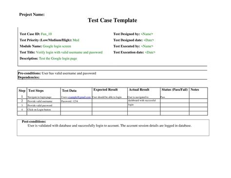 Free Printable Test Case Templates Word Excel Pdf