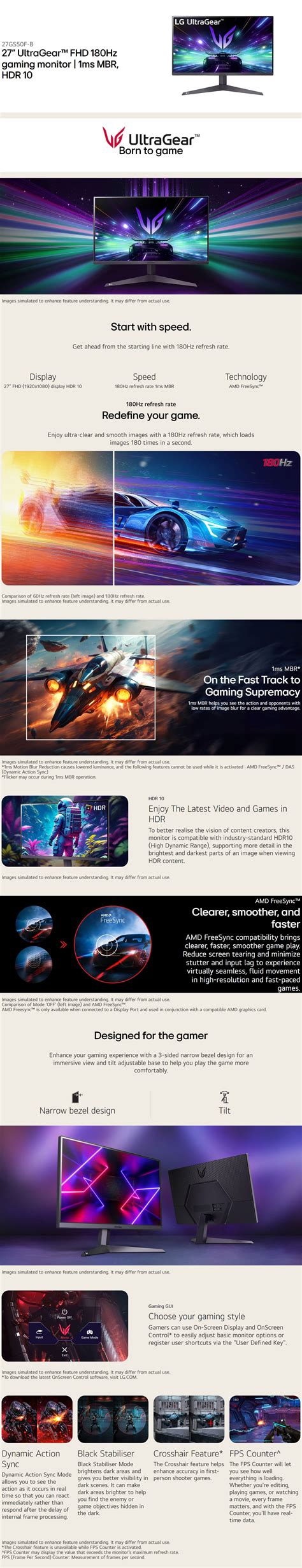 Lg Ultragear In Fhd Hz Freesync Va Gaming Monitor Gs F B Umart Com Au