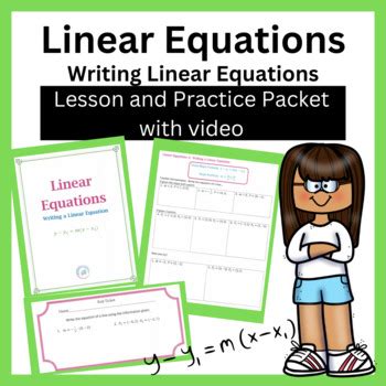 Linear Equations Writing The Equation Of A Line Worksheet And Lesson
