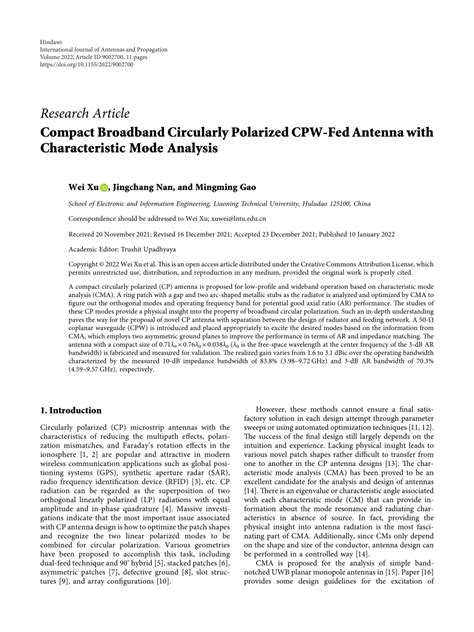 Pdf Compact Broadband Circularly Polarized Cpw Fed Antenna With