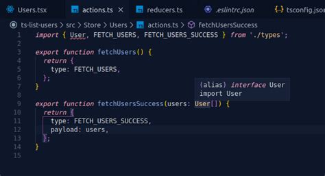 reactjs getting eslint no unused vars in redux with typescript