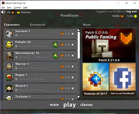 the scrollbar in character select screen r rotmg