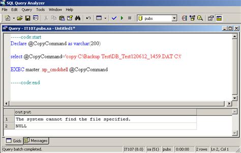 Sharing The System Cannot Find The File Specified” When Using Xpcmdshell