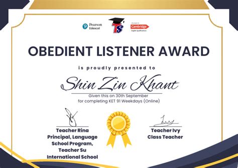 Obedient Listener Award Presentation Pdf